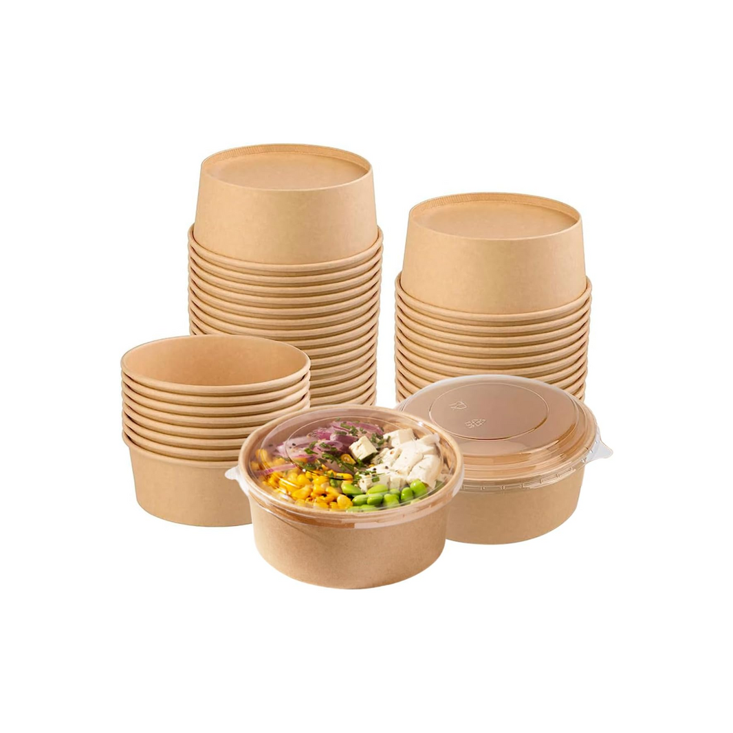 Biodegradable & Compostable Round Paper Bowl With Lid – KimEcopak
