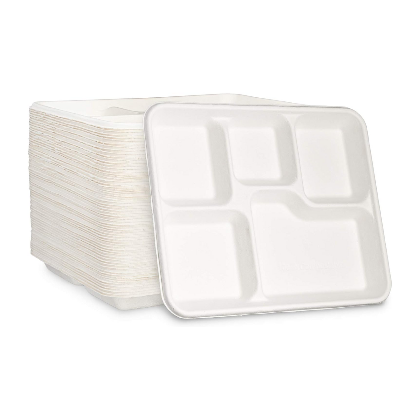 5 Compartment Sugarcane Fiber Disposable Tray For Party Wholesale ...