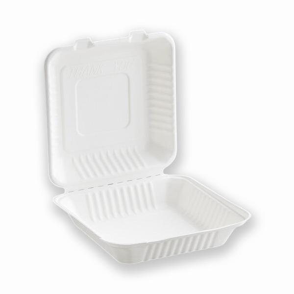 Biodegradable Sugarcane Clamshell 9" x 9" x 3" | 1 or 3 Compartment ...