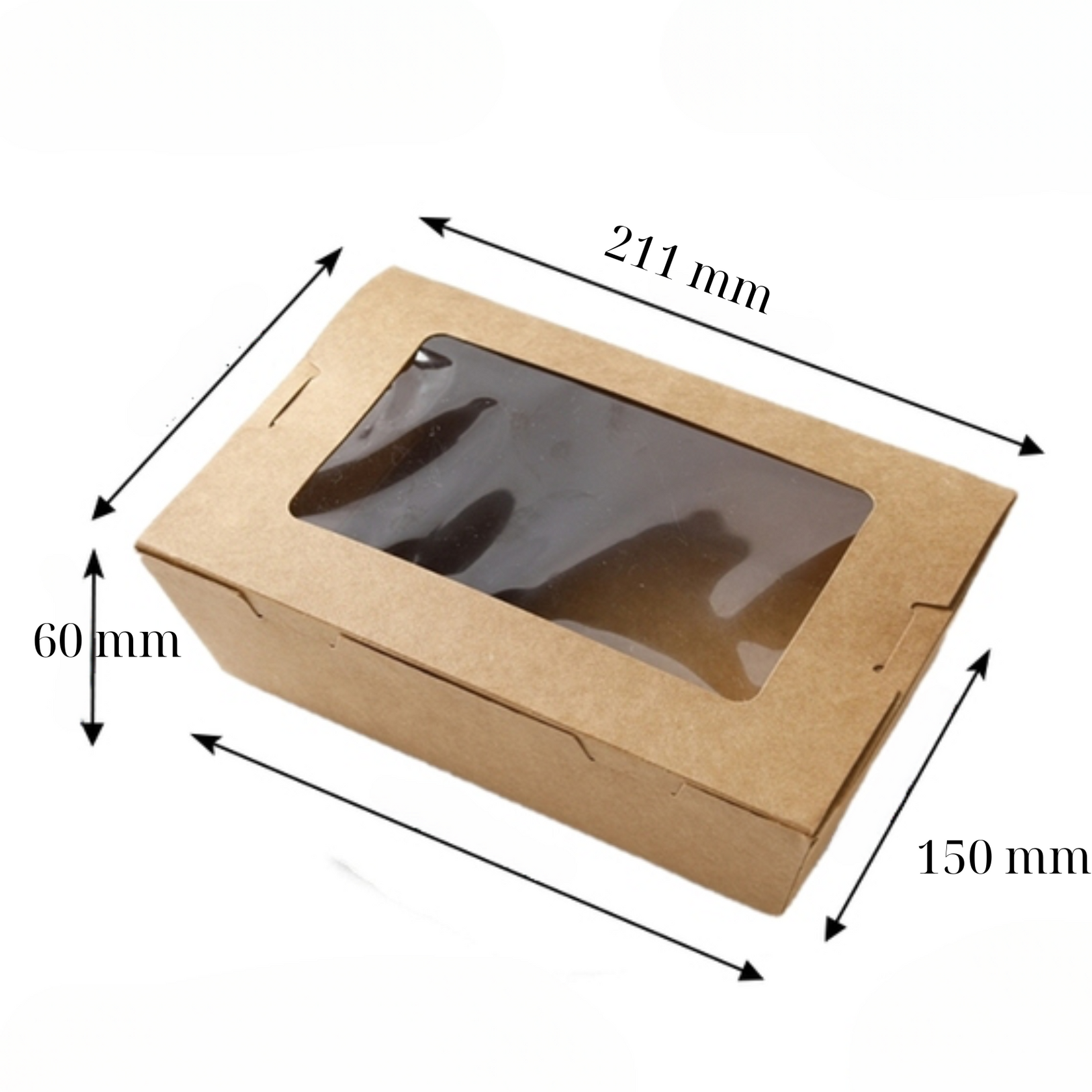 Kraft Paper Bakery Box Size 55 Oz with Window For Sushi, Pastry, Cake ...