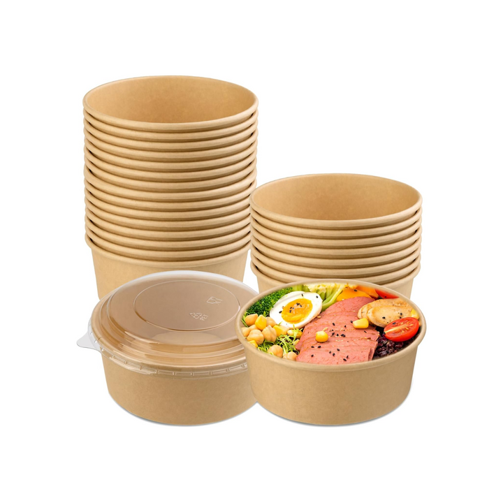 Biodegradable & Compostable Round Paper Bowl With Lid – KimEcopak